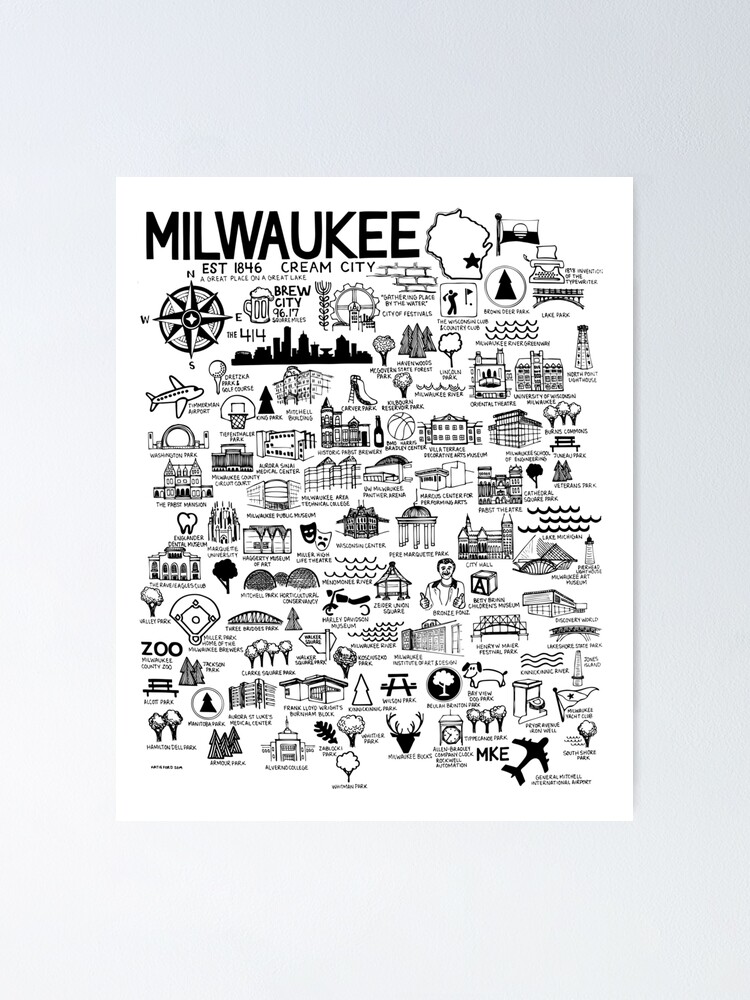 "Milwaukee Map" Poster by fiberandgloss | Redbubble