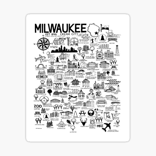 "Milwaukee Map" Sticker by fiberandgloss | Redbubble