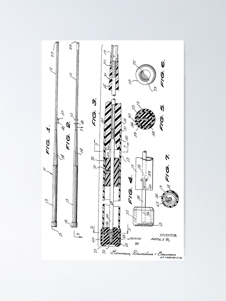 "Billiard Cue Vintage Patent Hand Drawing" Poster by TheYoungDesigns ...