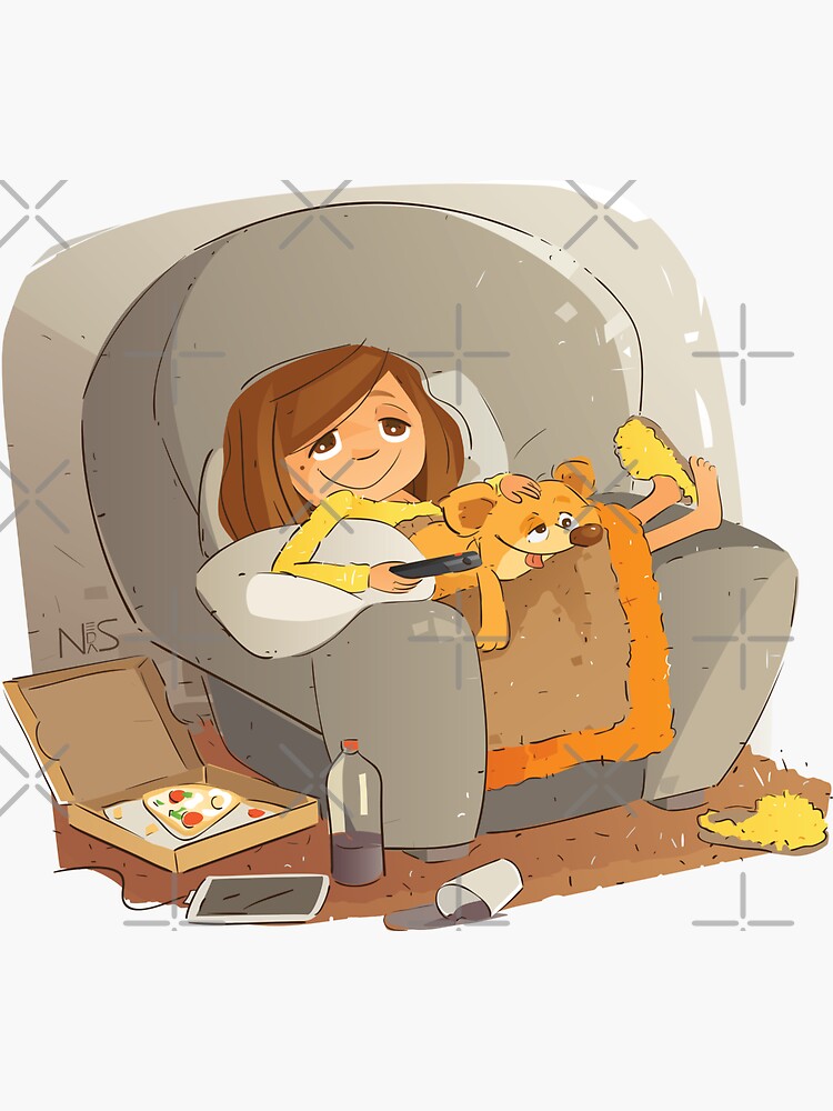 "Lazy Weekend Plan (Couch potato)" Sticker for Sale by nedasadreddin ...