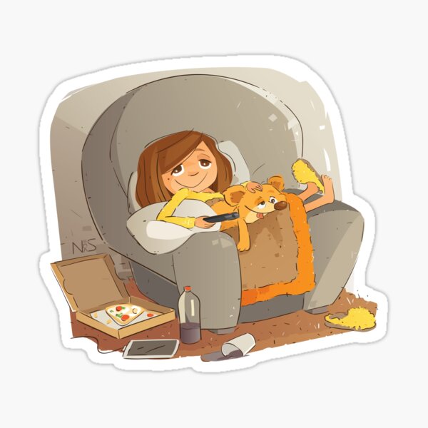 "Lazy Weekend Plan (Couch potato)" Sticker for Sale by nedasadreddin ...