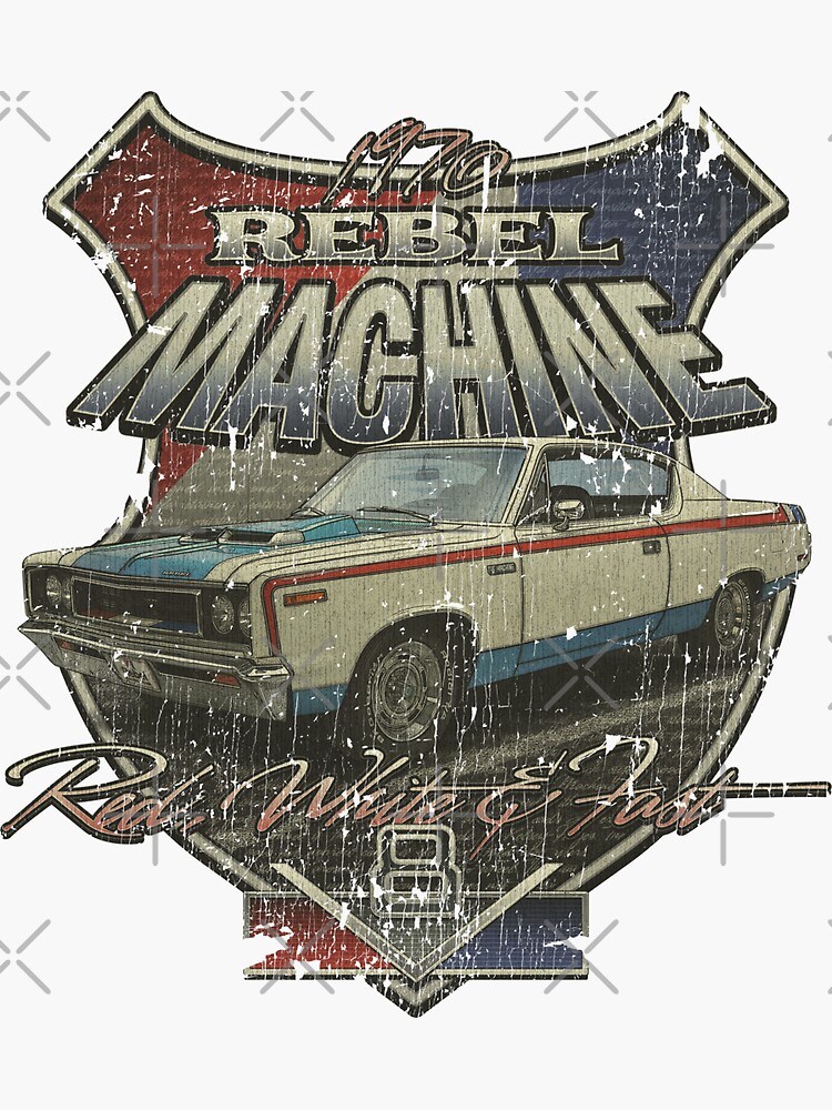 "1970 AMC Rebel "The Machine"" Sticker by jacobcdietz | Redbubble