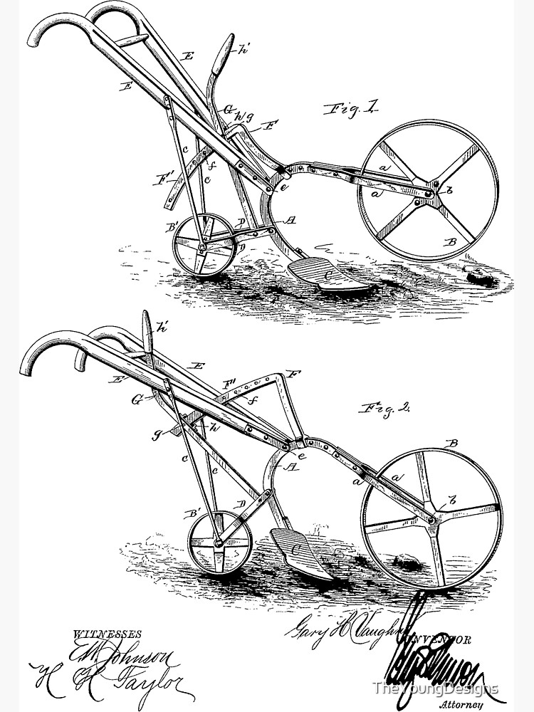 "Garden Plow Vintage Patent Hand Drawing" Poster for Sale by ...