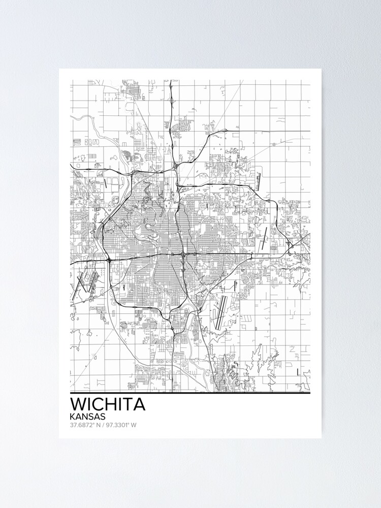 Póster «Mapa de Wichita, arte de la pared con impresión de carteles ...