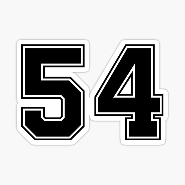 "54 American Football Classic Vintage Sport Jersey Number in black ...