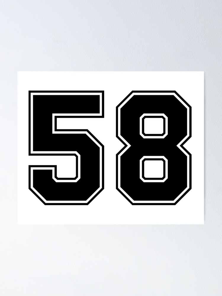 "58 American Football Classic Vintage Sport Jersey Number in black ...