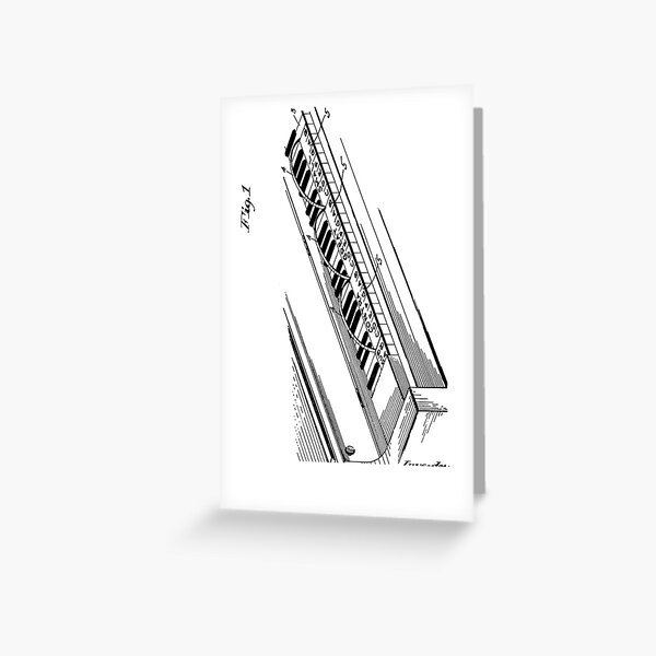 "Piano Keyboard Card System Vintage Patent Hand Drawing" Greeting Card ...
