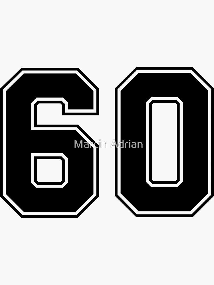 "60 American Football Classic Vintage Sport Jersey Number in black ...
