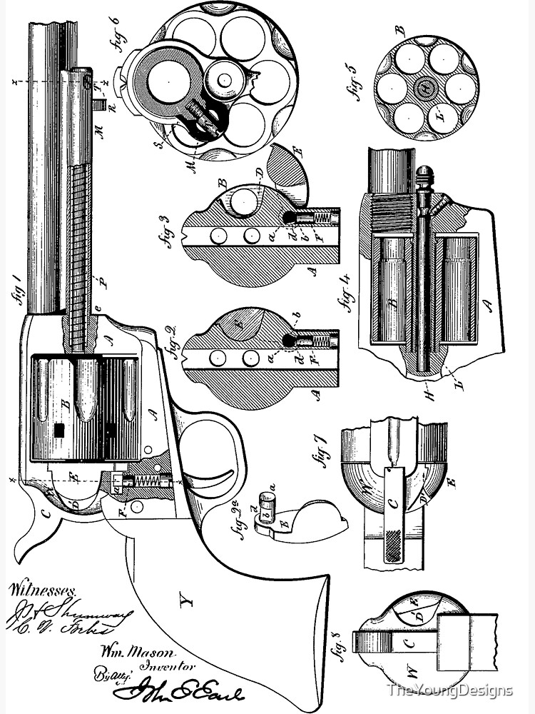 "Revolving Fire Arms Vintage Patent Hand Drawing" Poster by ...