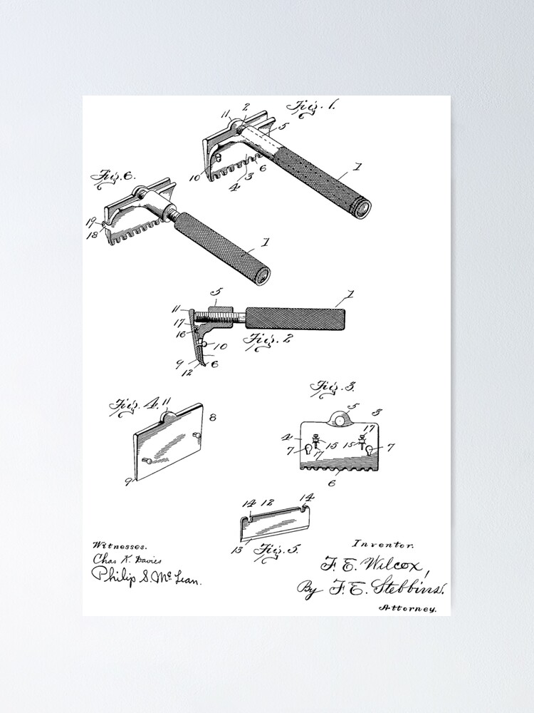 "Safety Razor Vintage Patent Hand Drawing" Poster by TheYoungDesigns ...