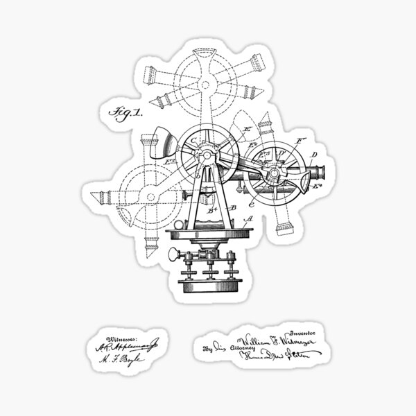 "Surveying Instrument Vintage Patent Hand Drawing" Sticker for Sale by ...