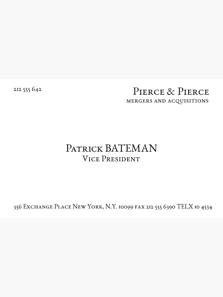 "Patrick Bateman Business card - American Psycho" Sticker for Sale by ...