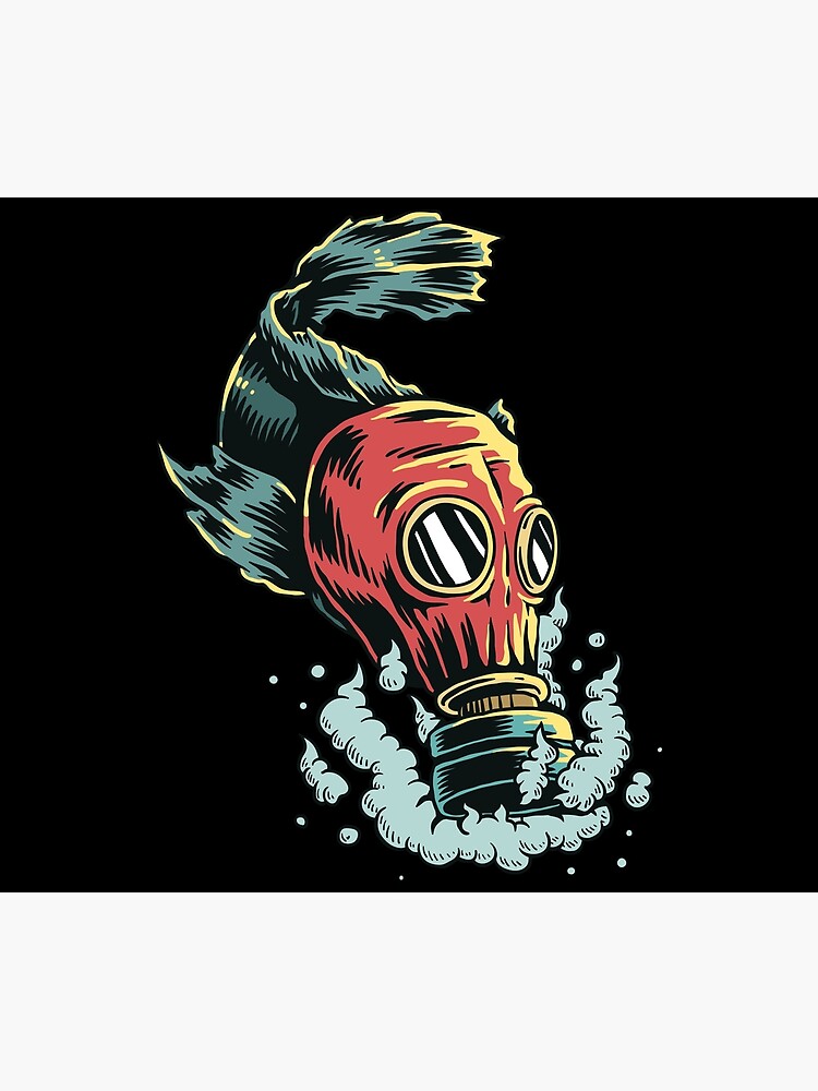 "Sea Pollution Fish Wearing Gas Mask" Poster by MerchPrints | Redbubble