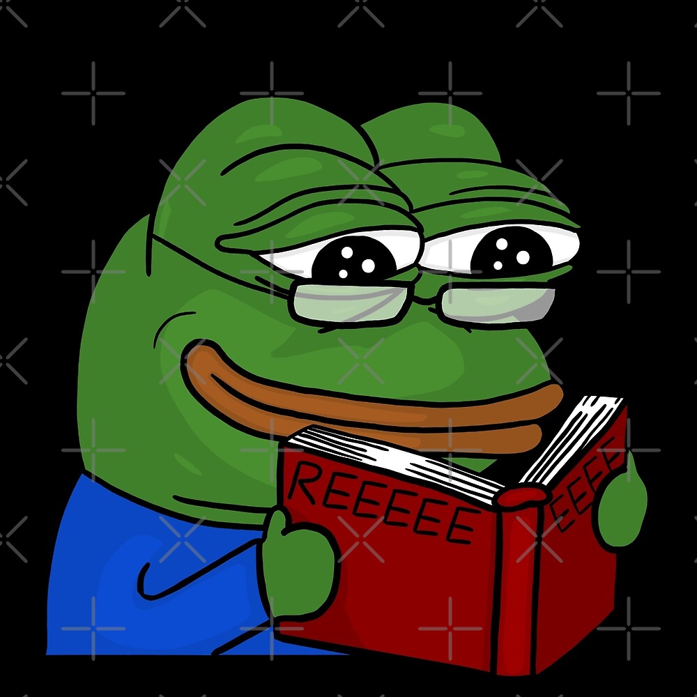 "Pepe REEEEEE-ading a book" by sivelobanova | Redbubble