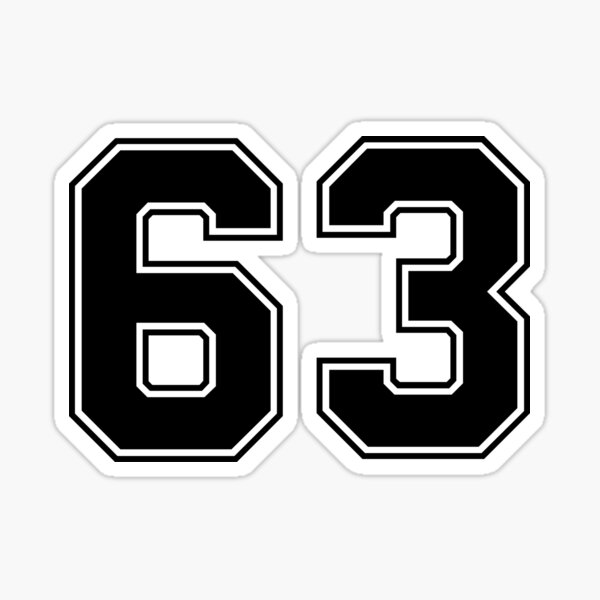 "63 American Football Classic Vintage Sport Jersey Number in black ...