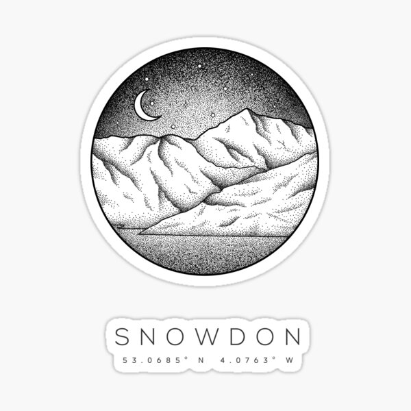"Snowdon Mountain Dotwork, Snowdonia Wales" Sticker for Sale by typelab ...