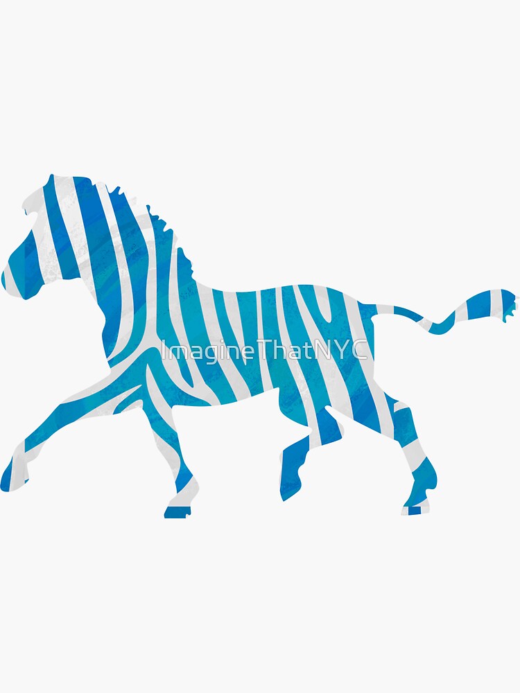 "Zebra Blue and White Print" Sticker for Sale by ImagineThatNYC | Redbubble