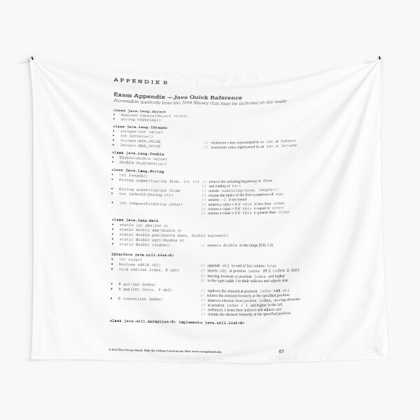 "AP Computer Science Quick Reference" Tapestry for Sale by ...