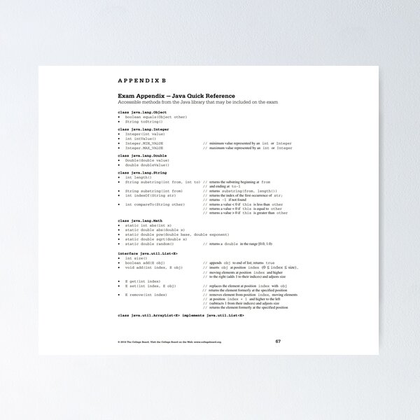 "AP Computer Science Quick Reference" Poster for Sale by ...