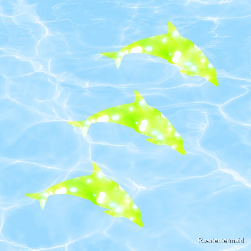 "Green Dolphin Fantasy " by Roanemermaid | Redbubble