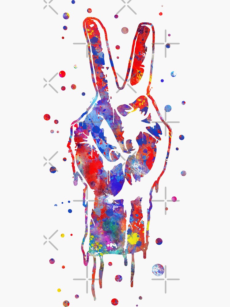 "V sign, peace symbol, peace, ASL sign language" Sticker by ...