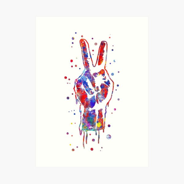 "V sign, peace symbol, peace, ASL sign language" Art Print for Sale by ...