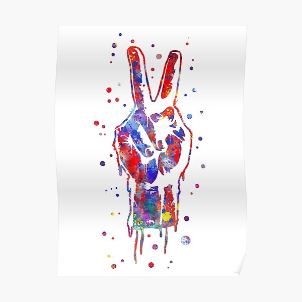 "V sign, peace symbol, peace, ASL sign language" Poster for Sale by ...