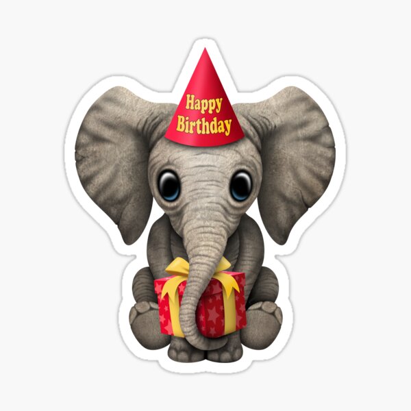 "Cute Happy Birthday Baby Elephant " Sticker by JeffBartels | Redbubble