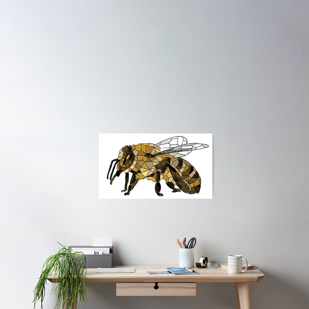 "Honey Bee Geometric Sketch Art" Poster for Sale by polliadesign ...