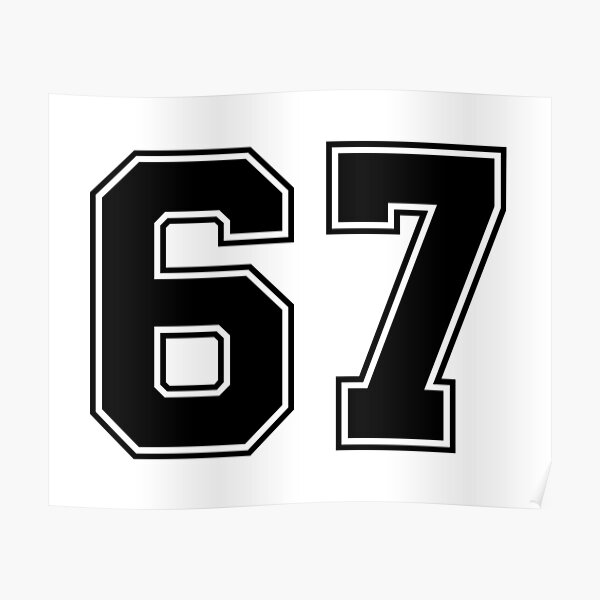 "67 American Football Classic Vintage Sport Jersey Number in black ...