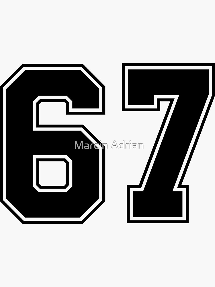 "67 American Football Classic Vintage Sport Jersey Number in black ...
