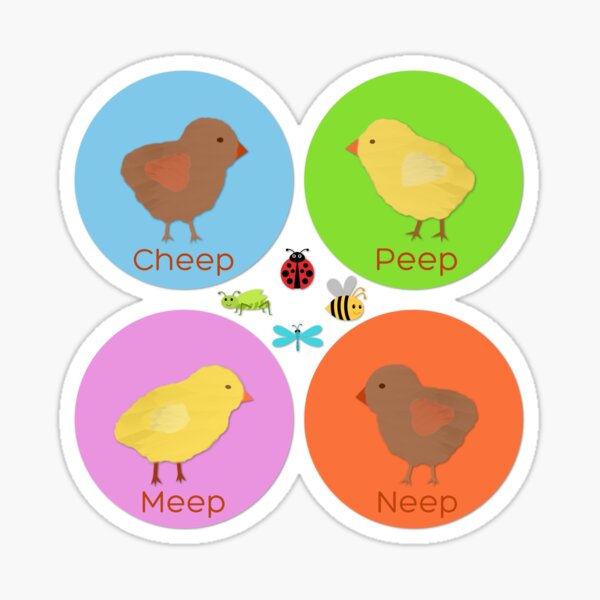 "Chicks in Colorful Circles with Bugs! Stickers and more" Sticker for ...