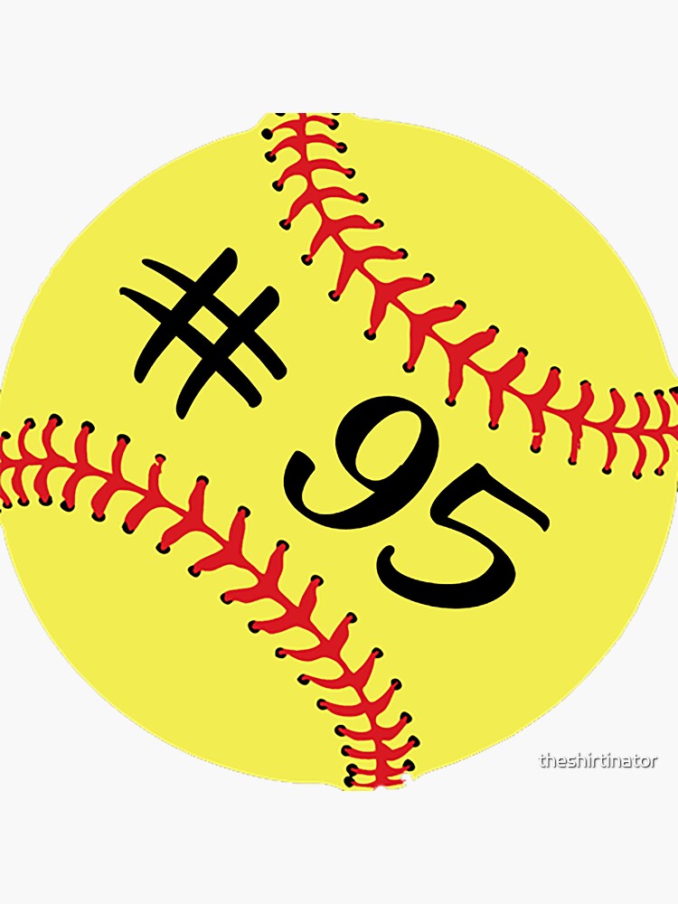 "Softball Player Jersey No 95 Back Number #95 Ball Sport Sticker Gift ...