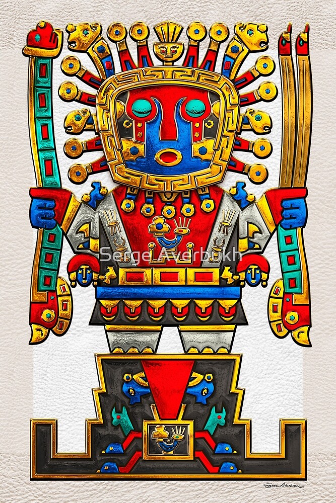 "Incan Gods - The Great Creator Viracocha on White Leather" by Serge ...