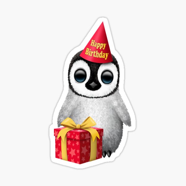 "Cute Happy Birthday Baby Penguin " Sticker by JeffBartels | Redbubble
