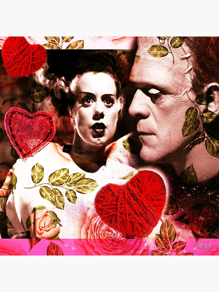 Frankenstein And Bride Valentines Day Love Hearts Monsters Roses