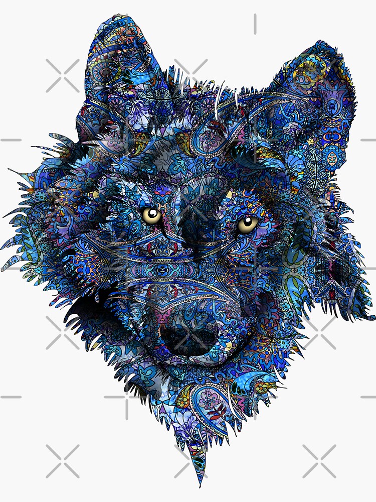 "Wild Blue Wolf" Sticker for Sale by kamkam19 | Redbubble