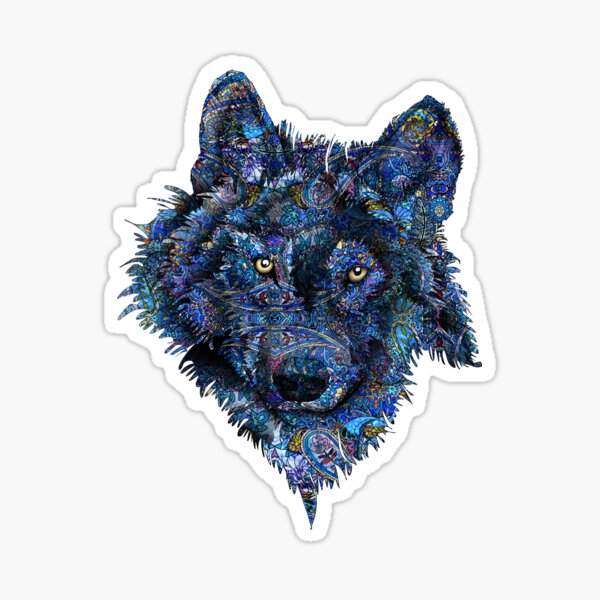 "Wild Blue Wolf" Sticker for Sale by kamkam19 | Redbubble