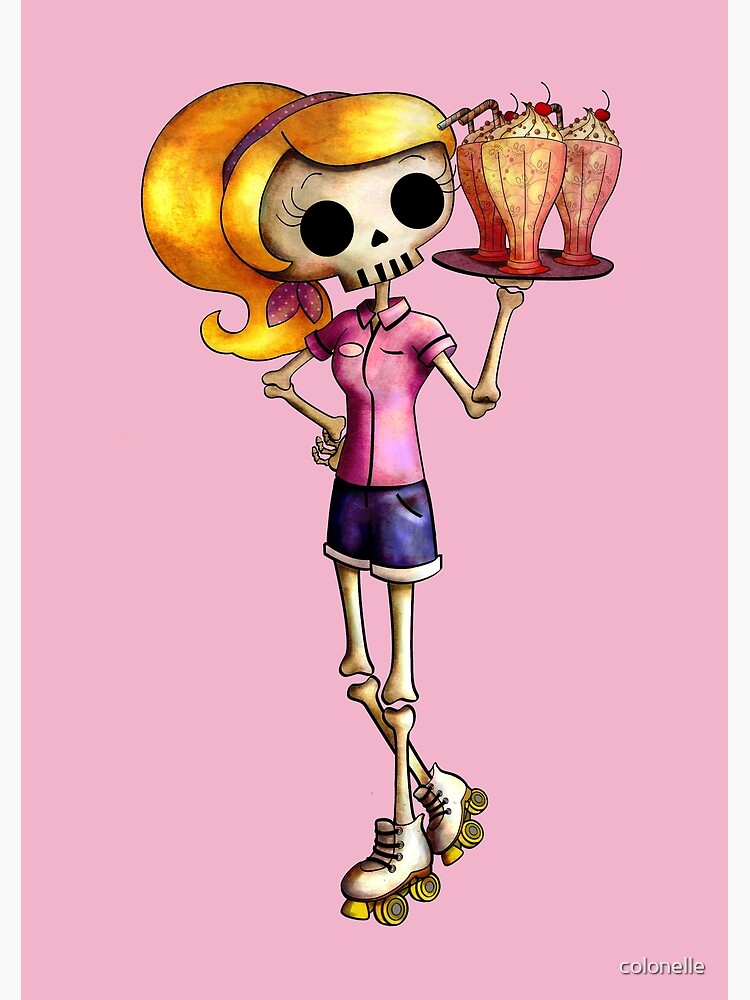 "Skeleton Pin Up Girl Waitress" Poster by colonelle | Redbubble