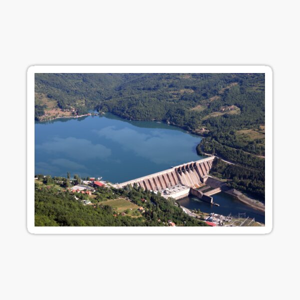 "hydroelectric power plant on river landscape" Sticker for Sale by ...