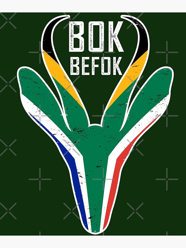 "Bokbefok Springbok Face South Africa Flag" Poster for Sale by d247 ...