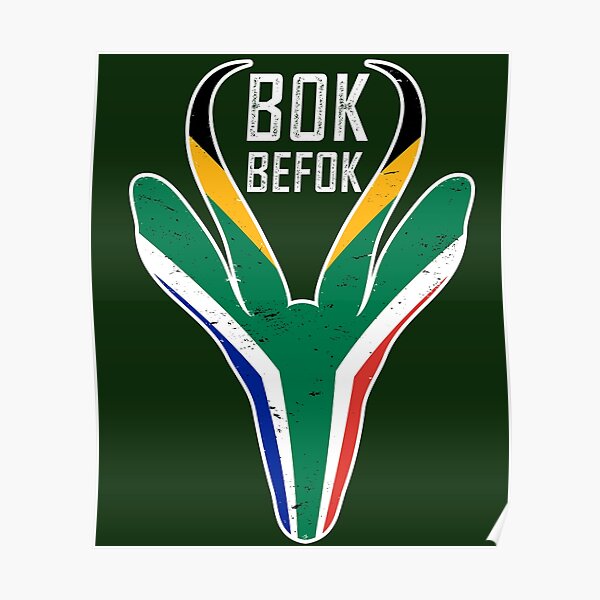 "Bokbefok Springbok Face South Africa Flag" Poster for Sale by d247 ...