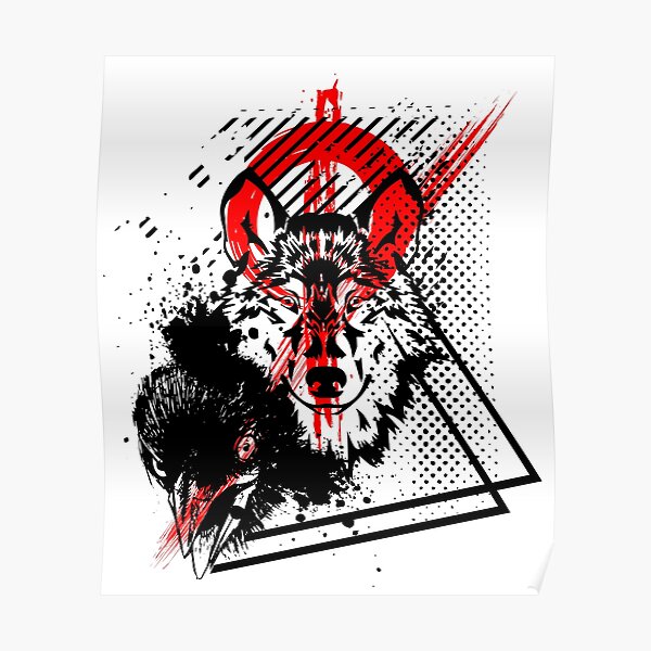 Wolf Tattoo Style Poster For Sale By Luni V Redbubble
