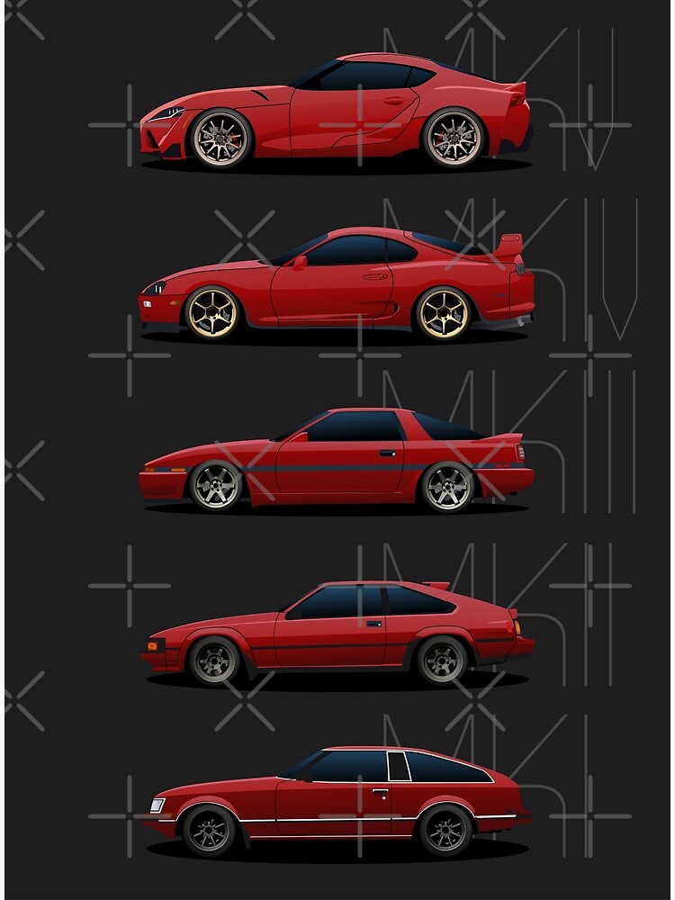 "Toyota Supra Generations" Art Print by AutomotiveArt | Redbubble