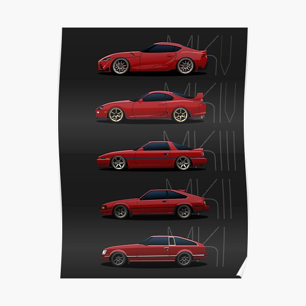 "Toyota Supra Generations" Poster for Sale by AutomotiveArt | Redbubble