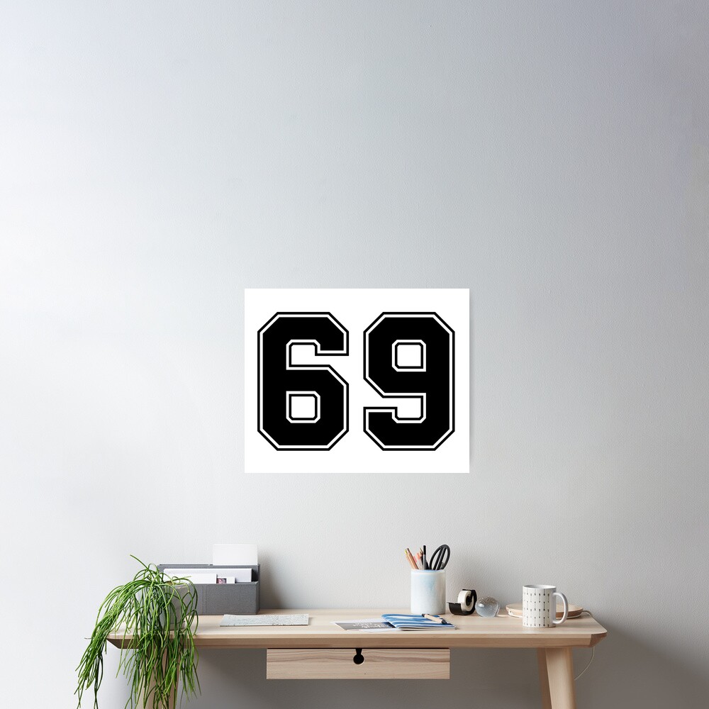"69 American Football Classic Vintage Sport Jersey Number in black ...