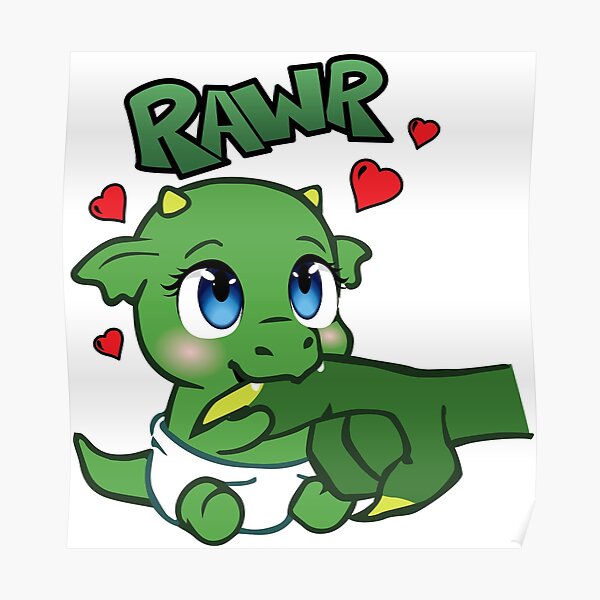 "Baby Dragon Love Rawr" Poster for Sale by mruedesigns | Redbubble
