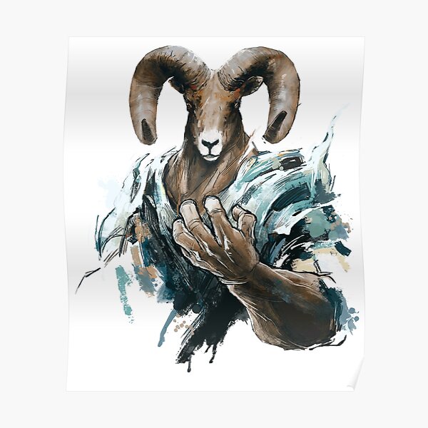 "Badass Rams Bighorn Sheep Beast Half Human Half Ram" Poster by twotee ...
