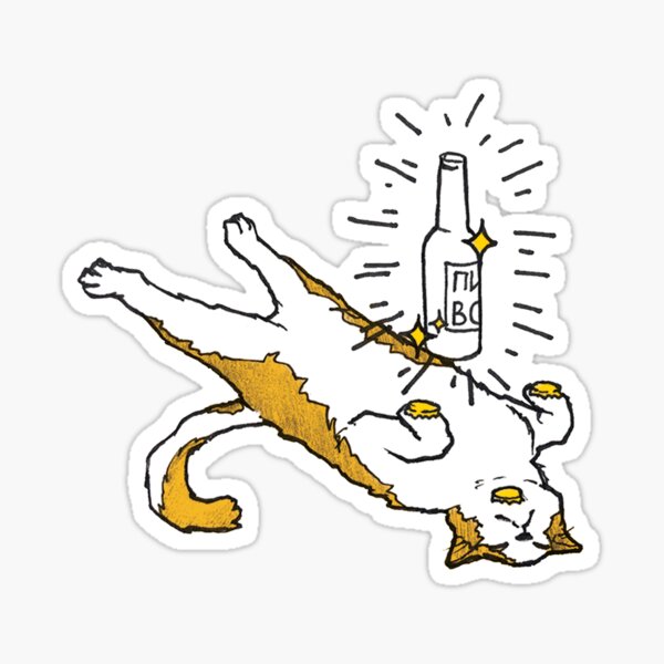 "beer cat" Sticker by x-kid | Redbubble