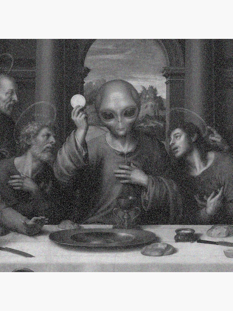 "Alien jesus last supper" Sticker for Sale by madharka | Redbubble
